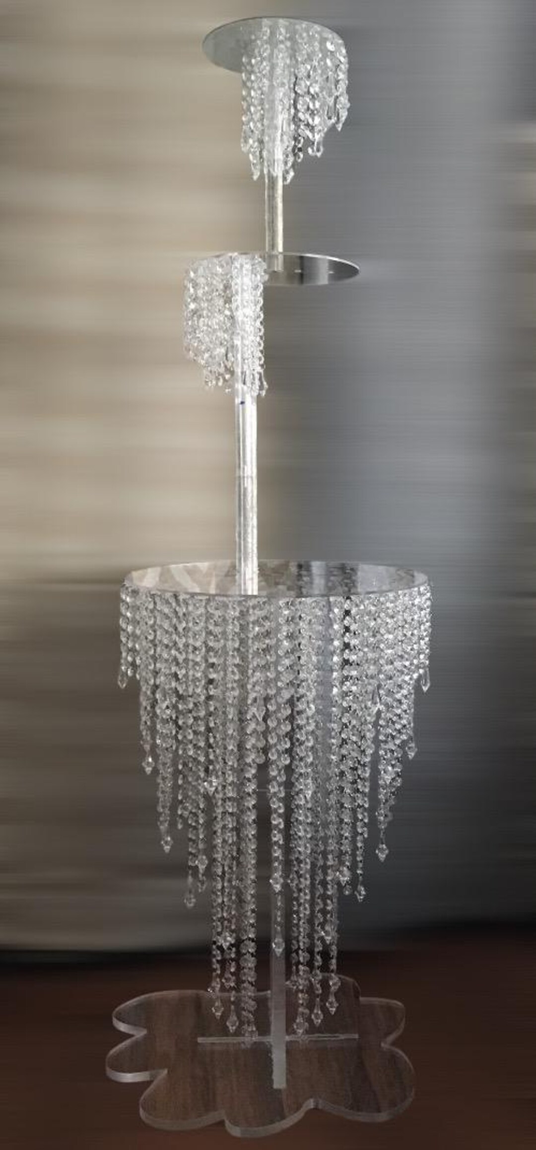 3-tier Crystal Cake Stand: Floating Illusion, LED Lit Wedding Table - Etsy