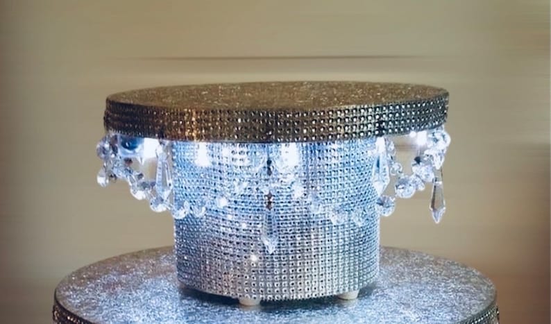 SILVER RHINESTONE Cake STAND With Lights - Etsy