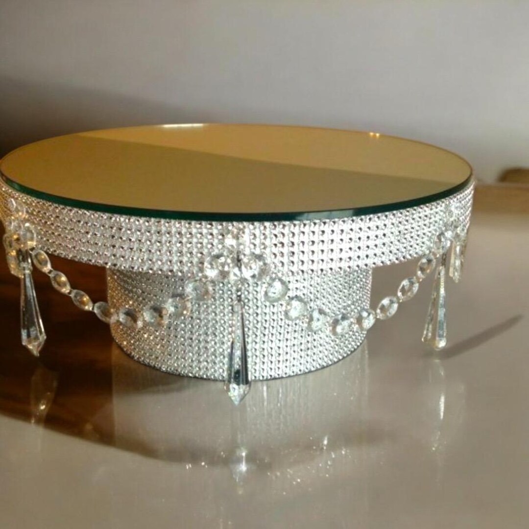 Glam Crystal Wedding Cake Stand – Silver Elegant Bling Cake Riser With ...