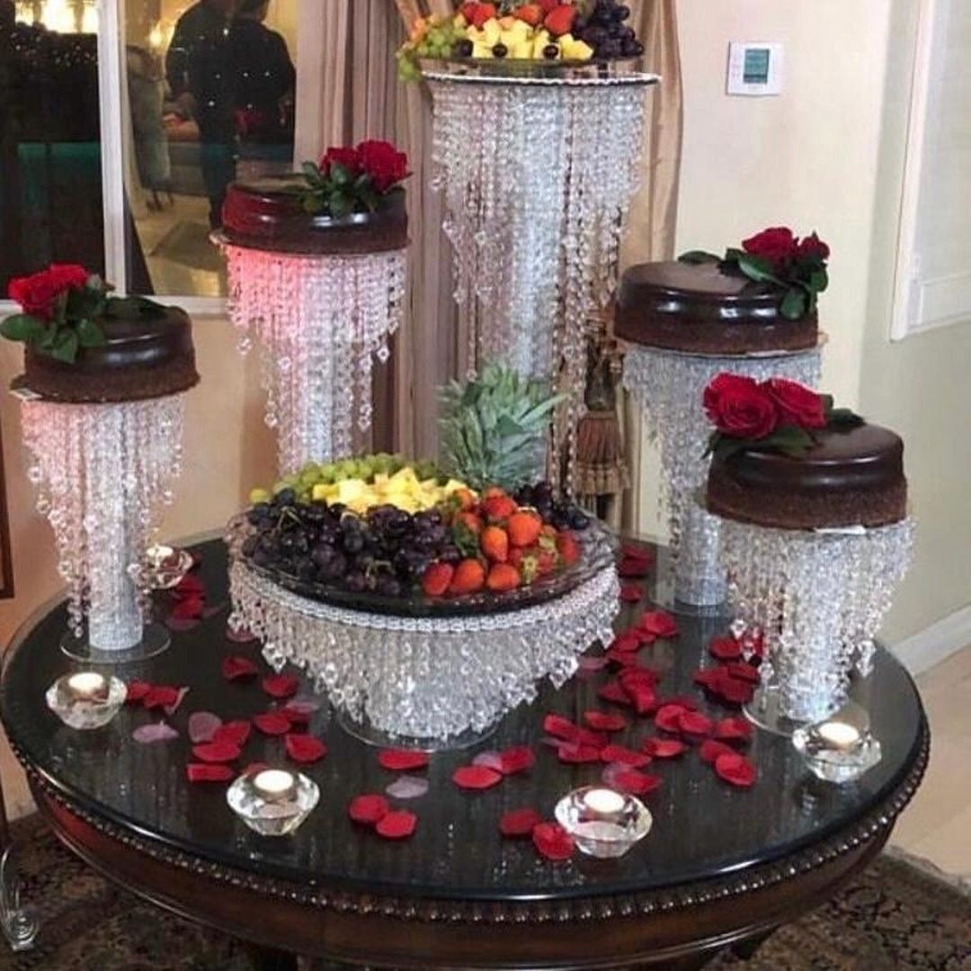 Crystal Cake Stand Set of 6 With Lights - Etsy