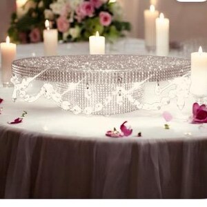 Glam Crystal Wedding Cake Stand – Silver Elegant Bling Cake Riser With ...