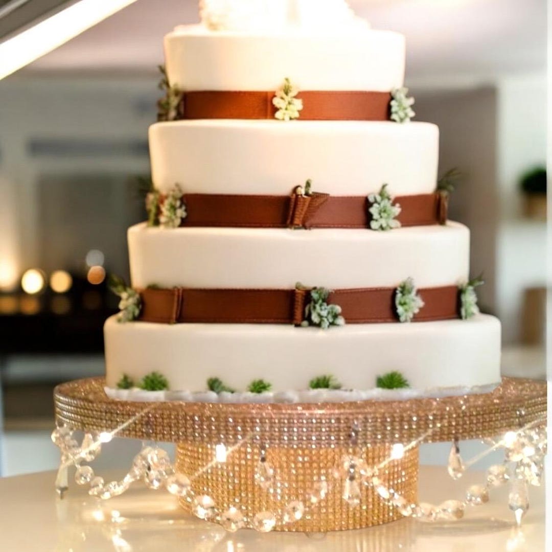 Glam Crystal Wedding Cake Stand – Gold Elegant Bling Cake Riser With ...