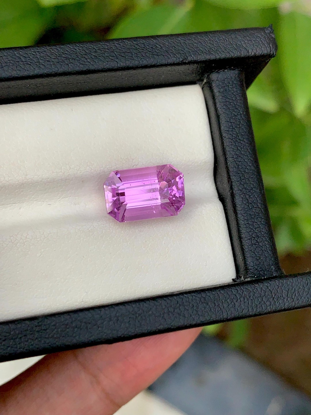 Fuchsia Pink Kunzite Gemstone for Jewelry Making , Emerald Cut Fuchsia ...