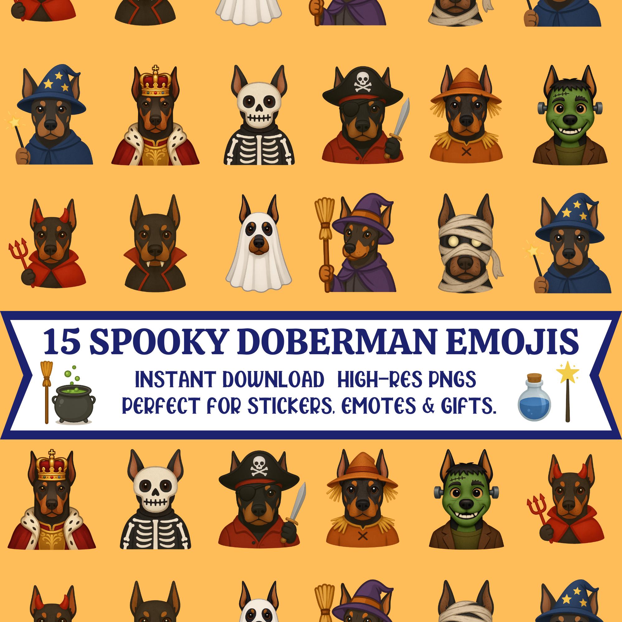 Halloween Doberman Emoji Bundle: Digital Stickers & Twitch Emotes (PNG ...