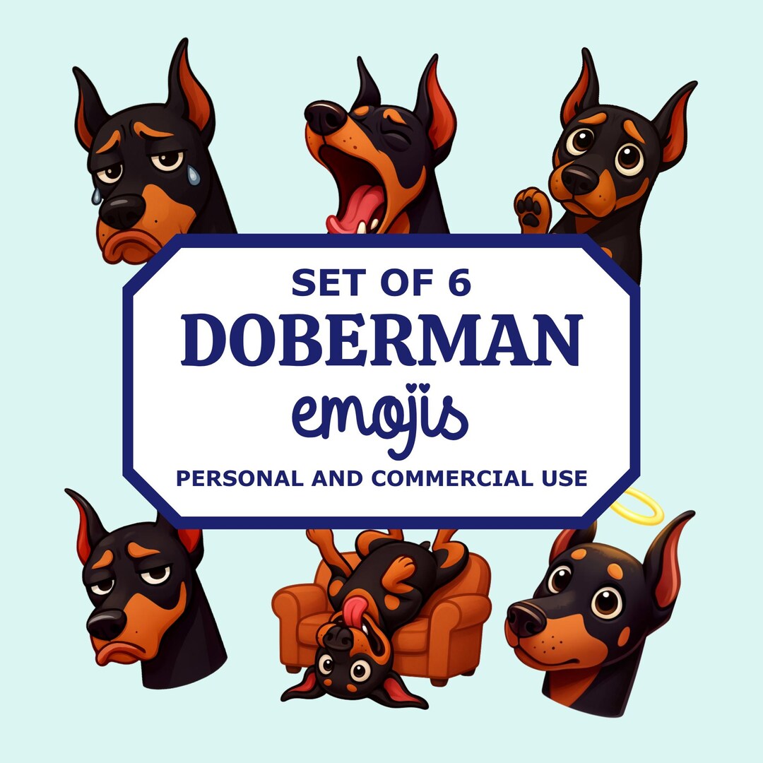 Doberman Emoji Set – Digital Emotes for Pet Brands, Stickers & Dog ...