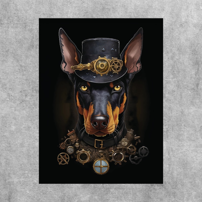 Steampunk Doberman Artwork: Premium Matte Vertical Poster on Museum ...
