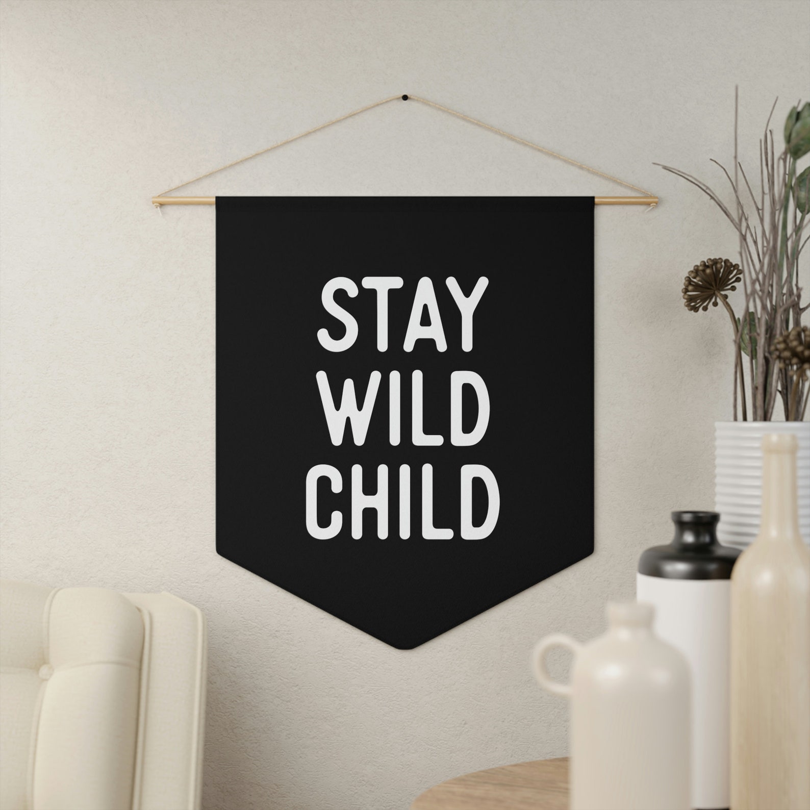 Stay Wild Child Pennant, Nursery Decor, Kids Wall Decor, Boho Wall ...