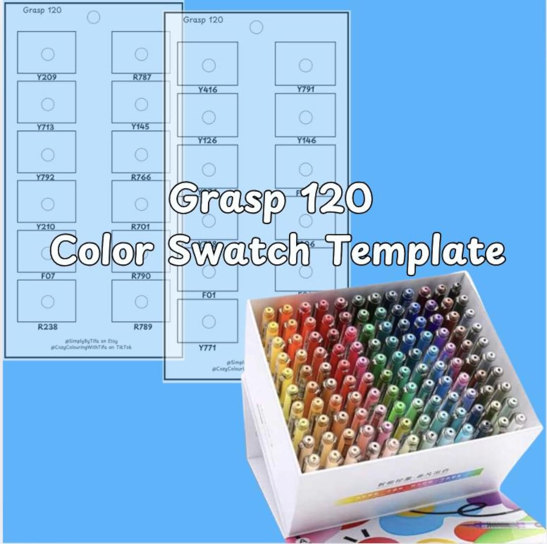 Grasp: 120 Acrylic Markers Swatch Cards (PDF Printable) - Etsy