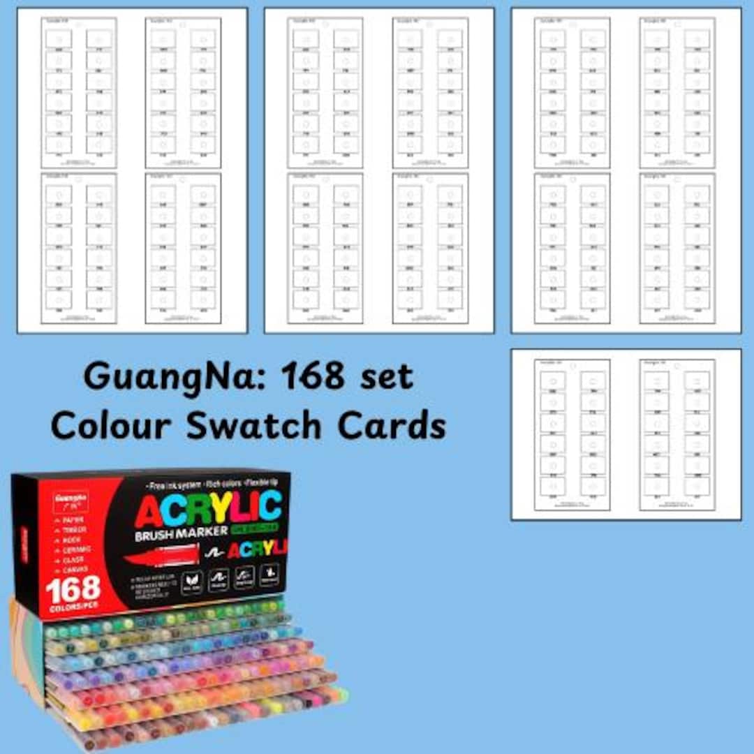 Guangna 168 Acrylic Markers Swatch Cards PDF Printable - Etsy