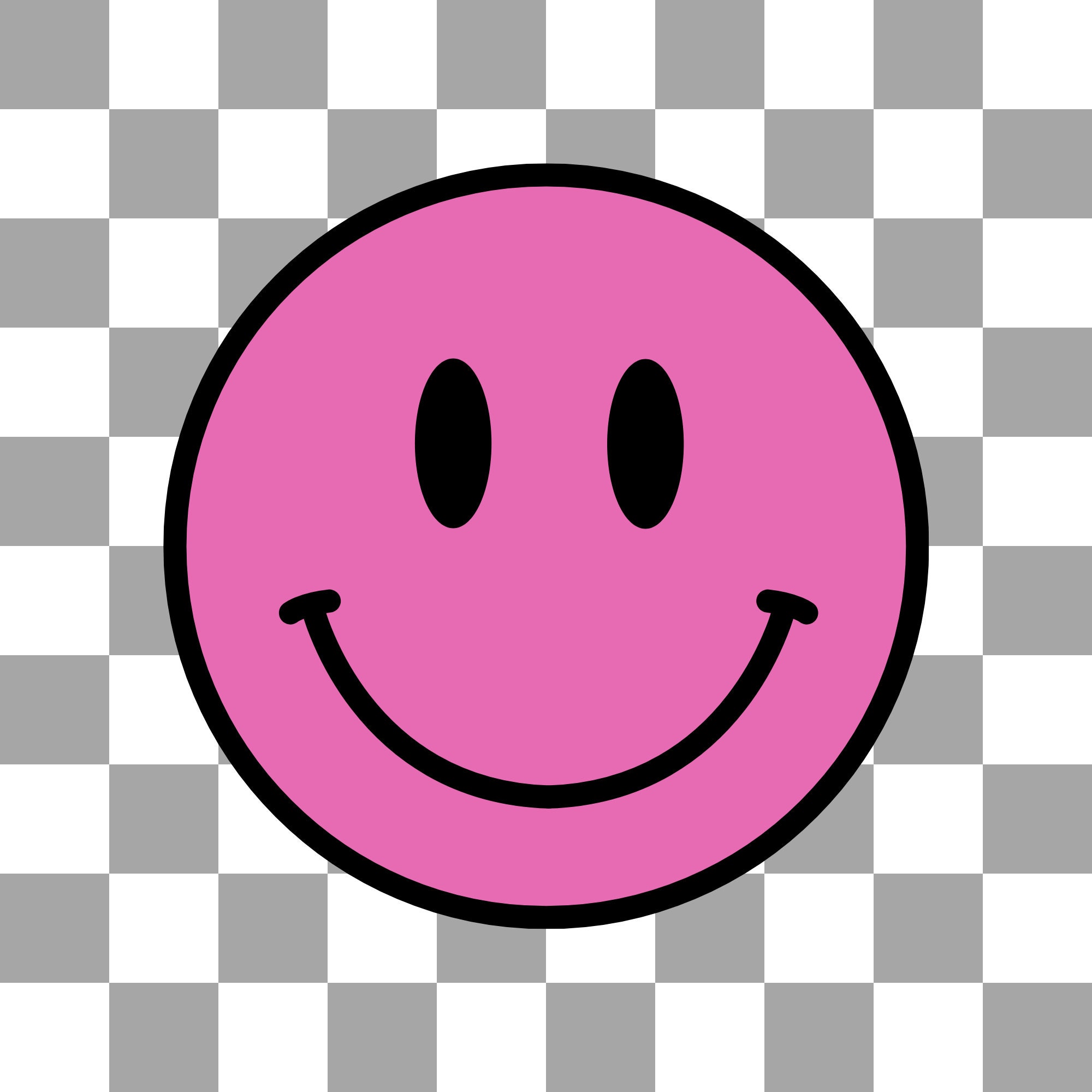 Set of 6 Wall Art, Smiley Face Checkered Printable, Multicolor Retro ...