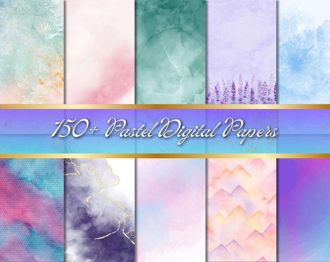 Pastel Digital Paper 150+ Watercolor Digital Paper Pastels Easter ...