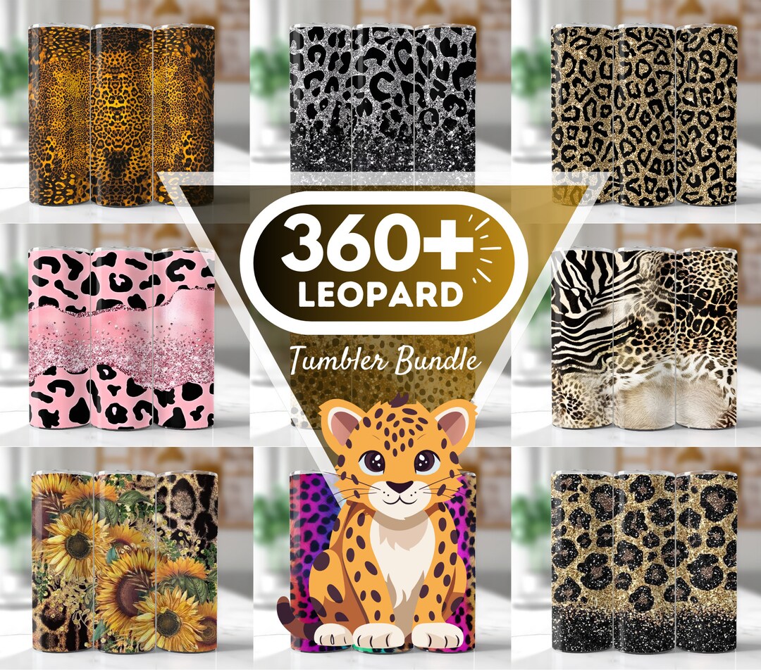 Glitter Leopard Tumbler Wrap Cheetah Print Tumbler Bundle Sublimation ...