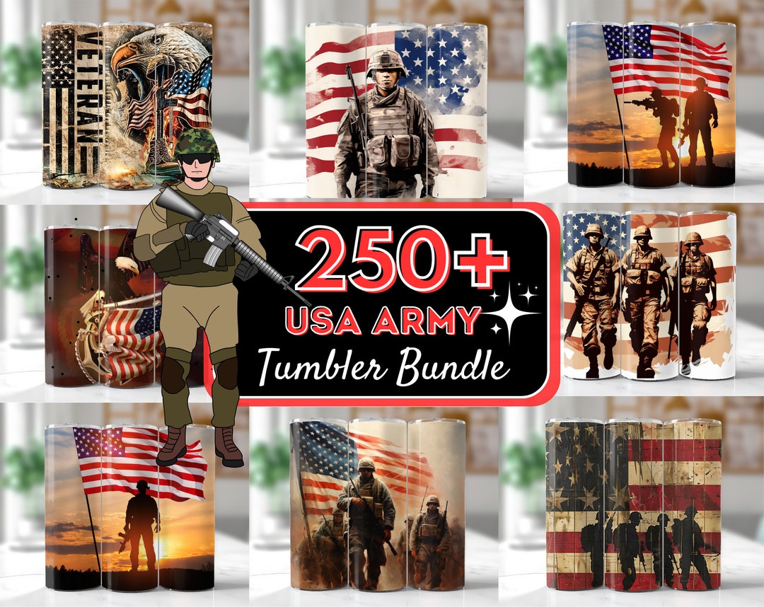 500+ Veteran Military Tumbler 20oz Army Life Tumbler Wrap USA American ...