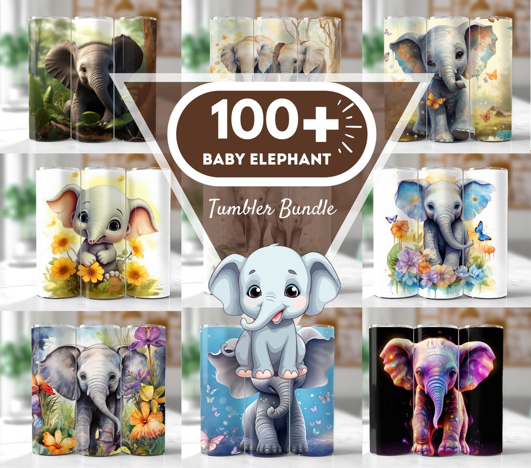 100+ Elephant Tumbler Wrap, 20oz Bundle, Baby Elephant Sublimation ...