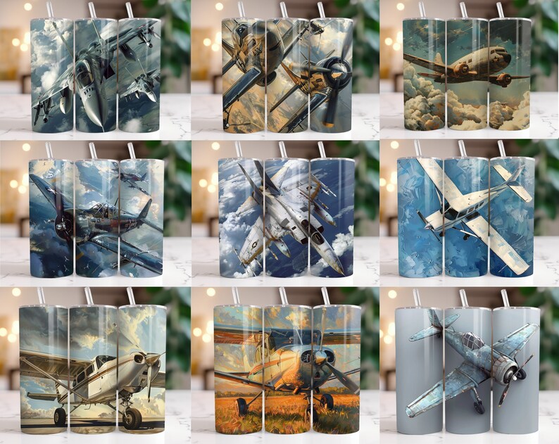 Airplane Tumbler Wrap Pilot 20oz Skinny Tumbler Sublimation Design ...