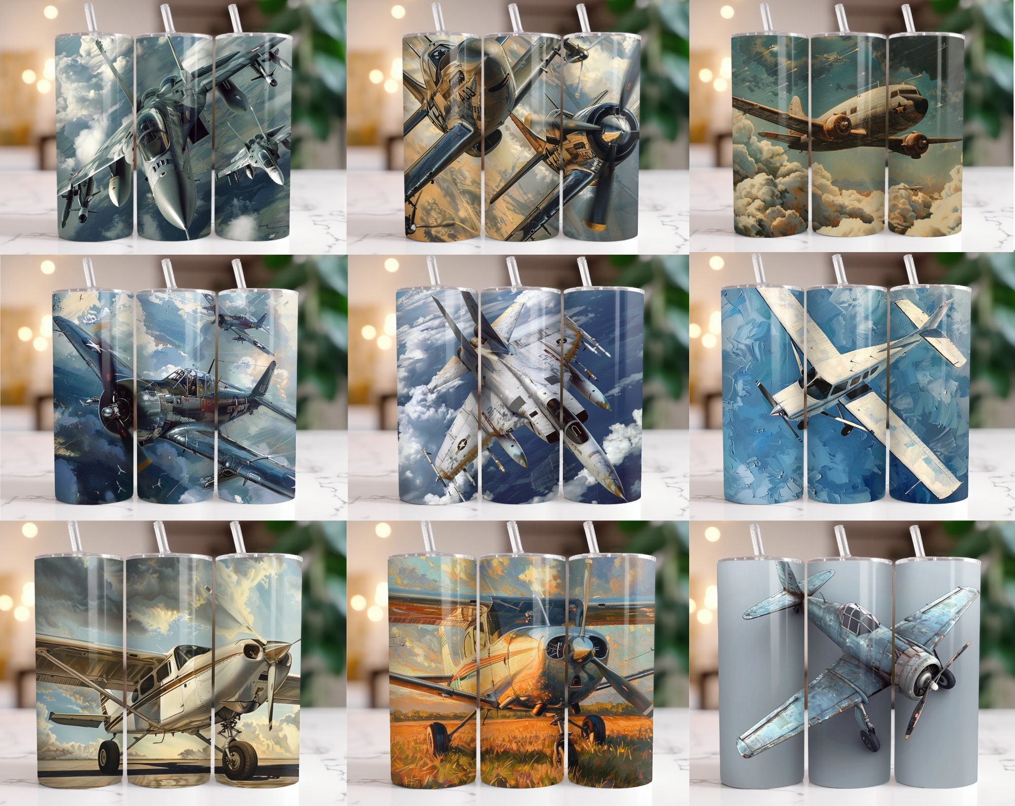 Airplane Tumbler Wrap Pilot 20oz Skinny Tumbler Sublimation Design ...