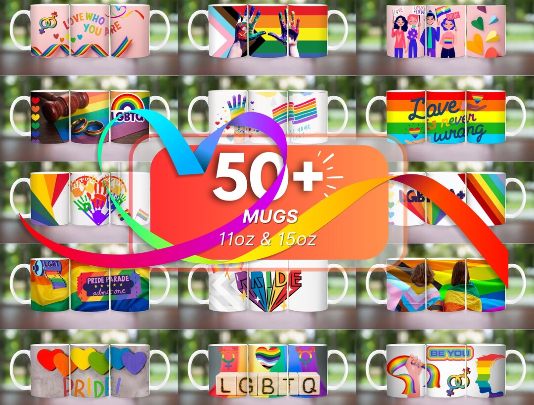 50+ LGBTQ Mug Wrap Bundle, Pride Mug Sublimation, Coffee Mug Designs ...