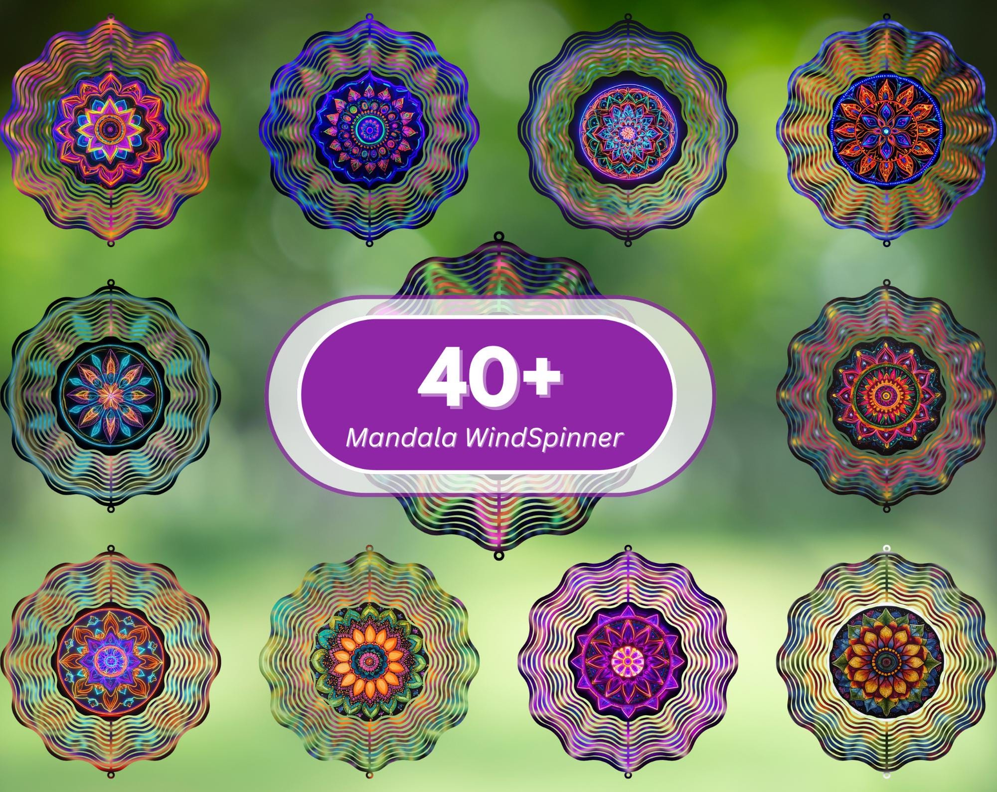 2500+ Wind Spinner Sublimation, Mega Wind Spinners Bundle Neon Mandala ...