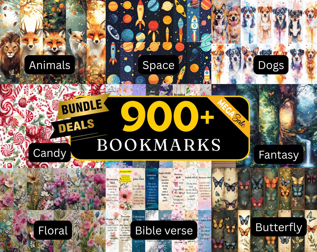 900+ Bookmark Mega Bundle, Bookmark Sublimation Designs, Animals ...