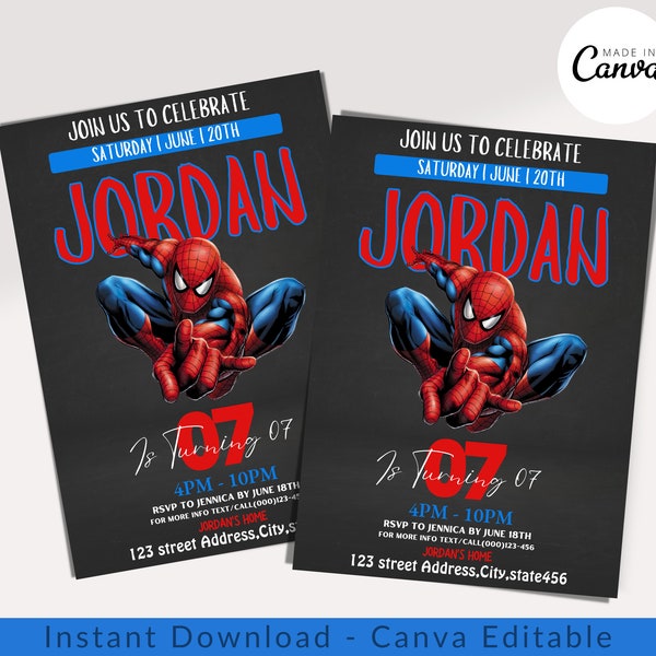 Spiderman Invitation - Etsy
