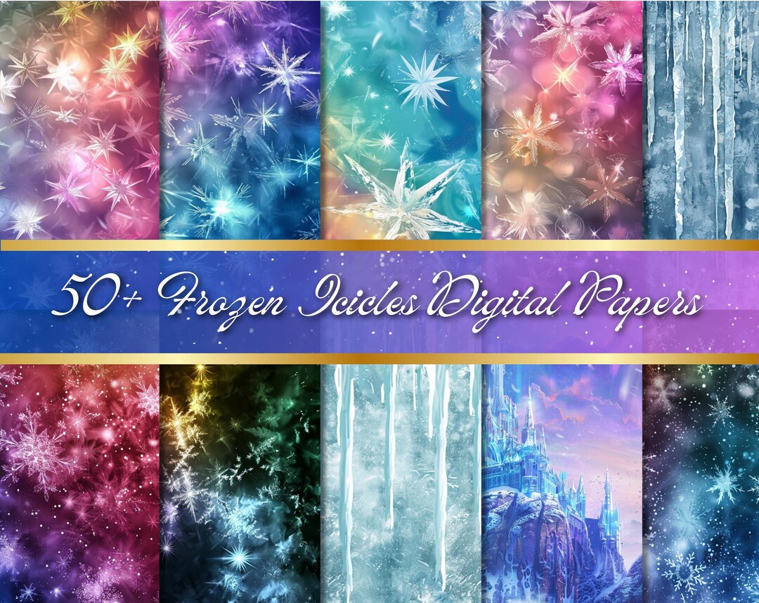 Frozen Icicles Digital Paper Winter Ice and Snowflake Backgrounds ...