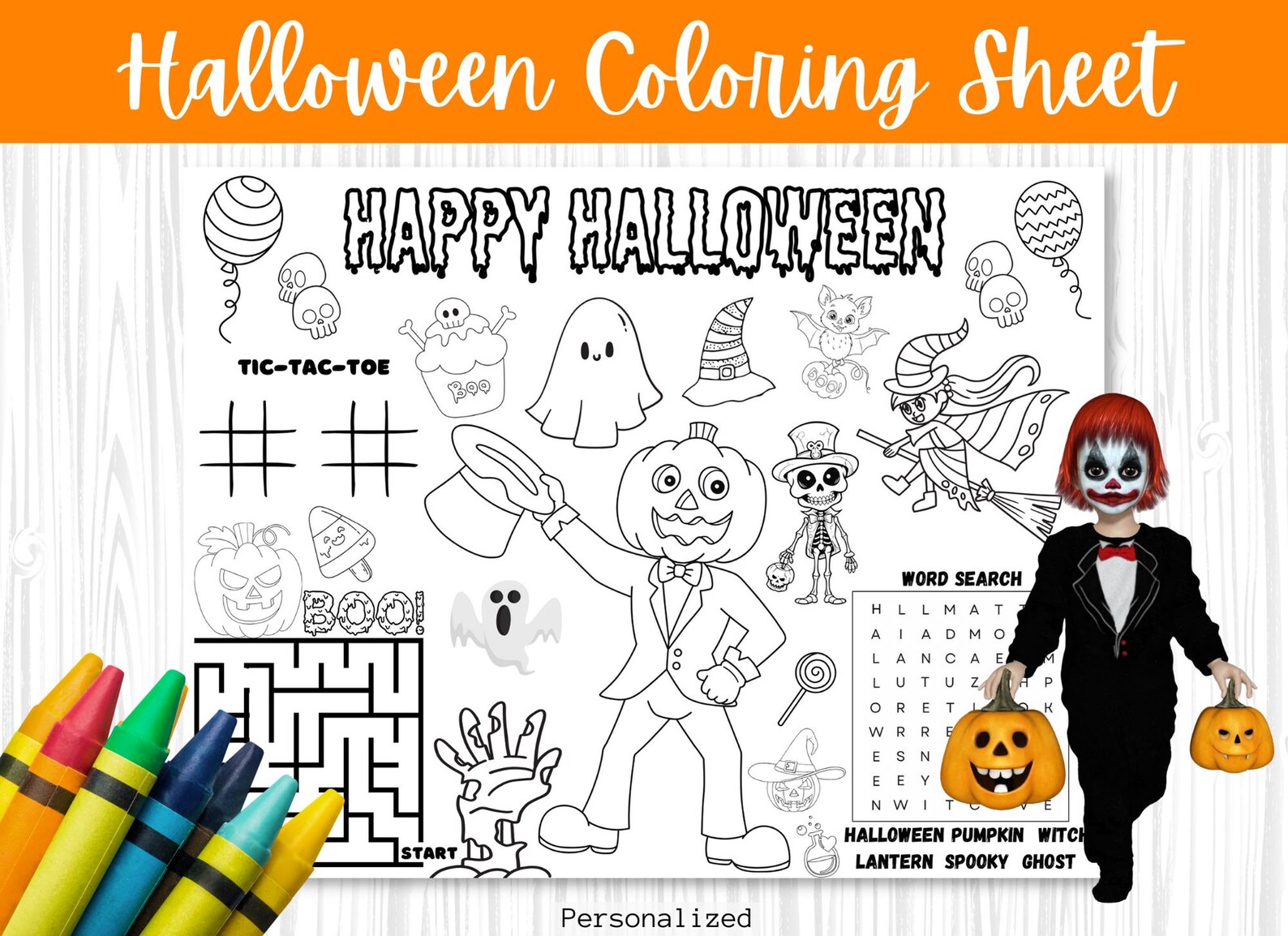 Halloween Coloring Sheet, Printable Gothic Creepy Pumpkin Witch ...