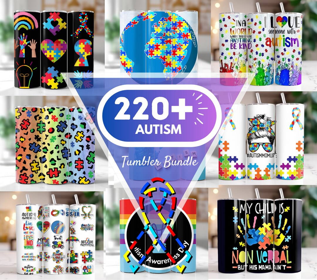220+ Autism Tumbler, 20oz Skinny Tumbler Wrap Autism Awareness Accept ...