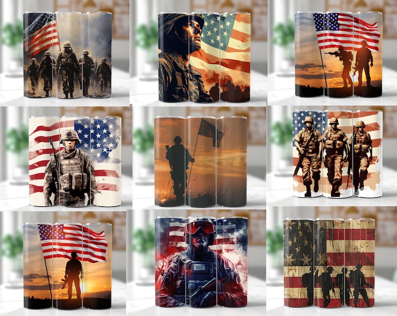 200+ Veteran Military Tumbler 20oz Army Life Tumbler Wrap USA American ...
