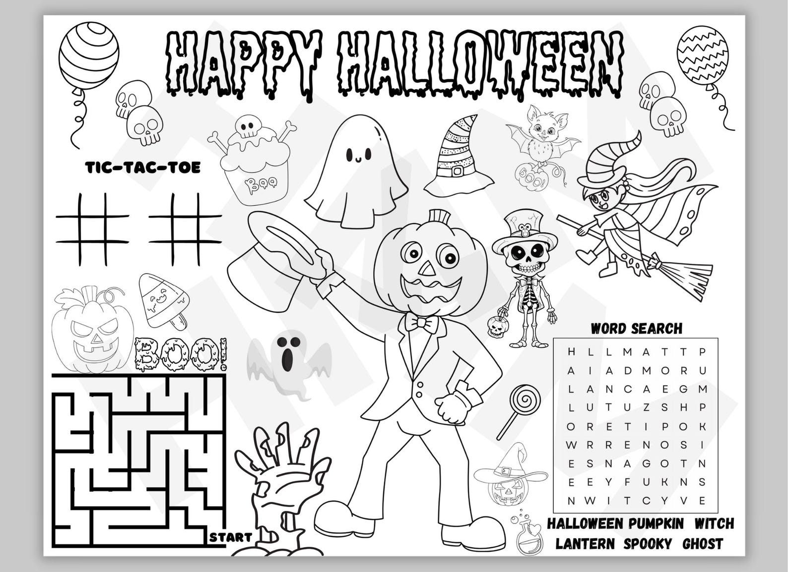 Halloween Coloring Sheet, Printable Gothic Creepy Pumpkin Witch ...