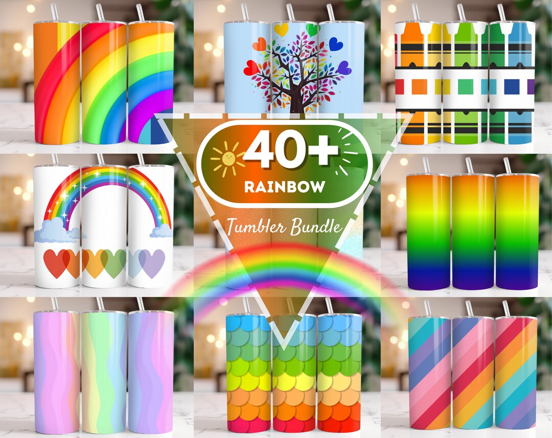 40+ Rainbow Tumbler Wrap Bundle, 20oz Rainbow Tumbler Wrap, Radiant ...