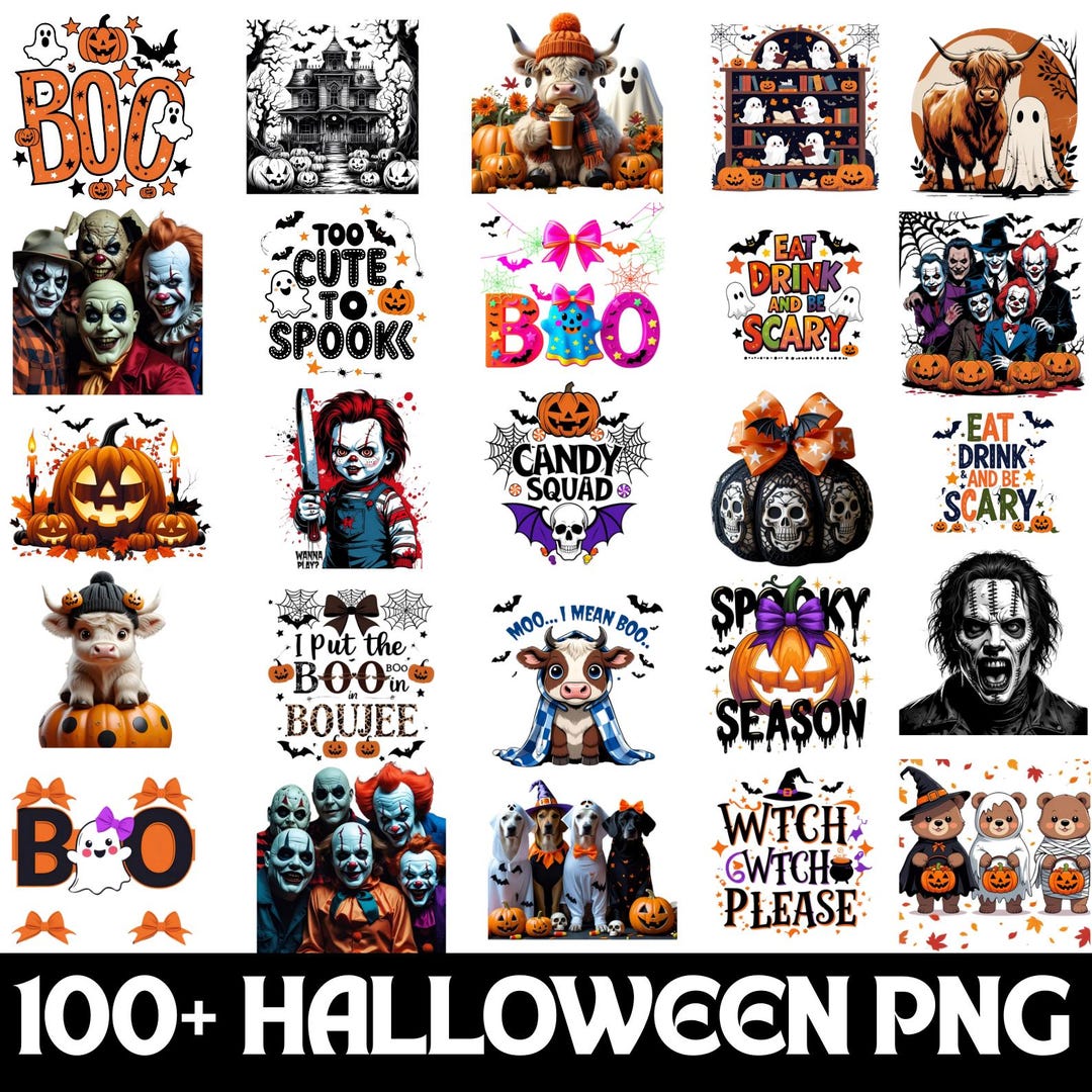 100+ Retro Halloween Png Bundle, Cute Little Halloween Sublimation ...