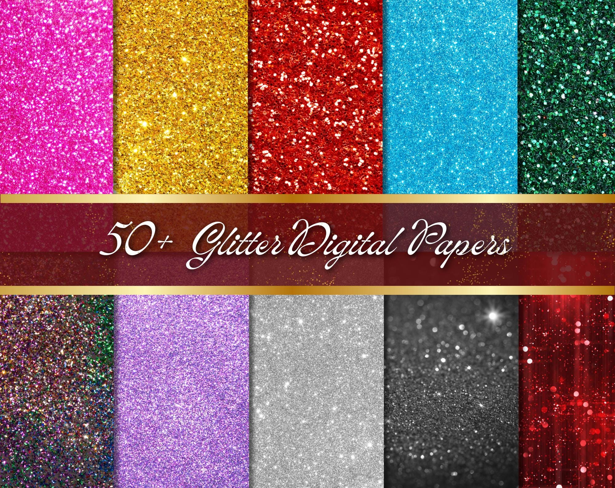 Glitter Digital Paper Ombre Digital Glitter Rainbow Glitter Seamless ...