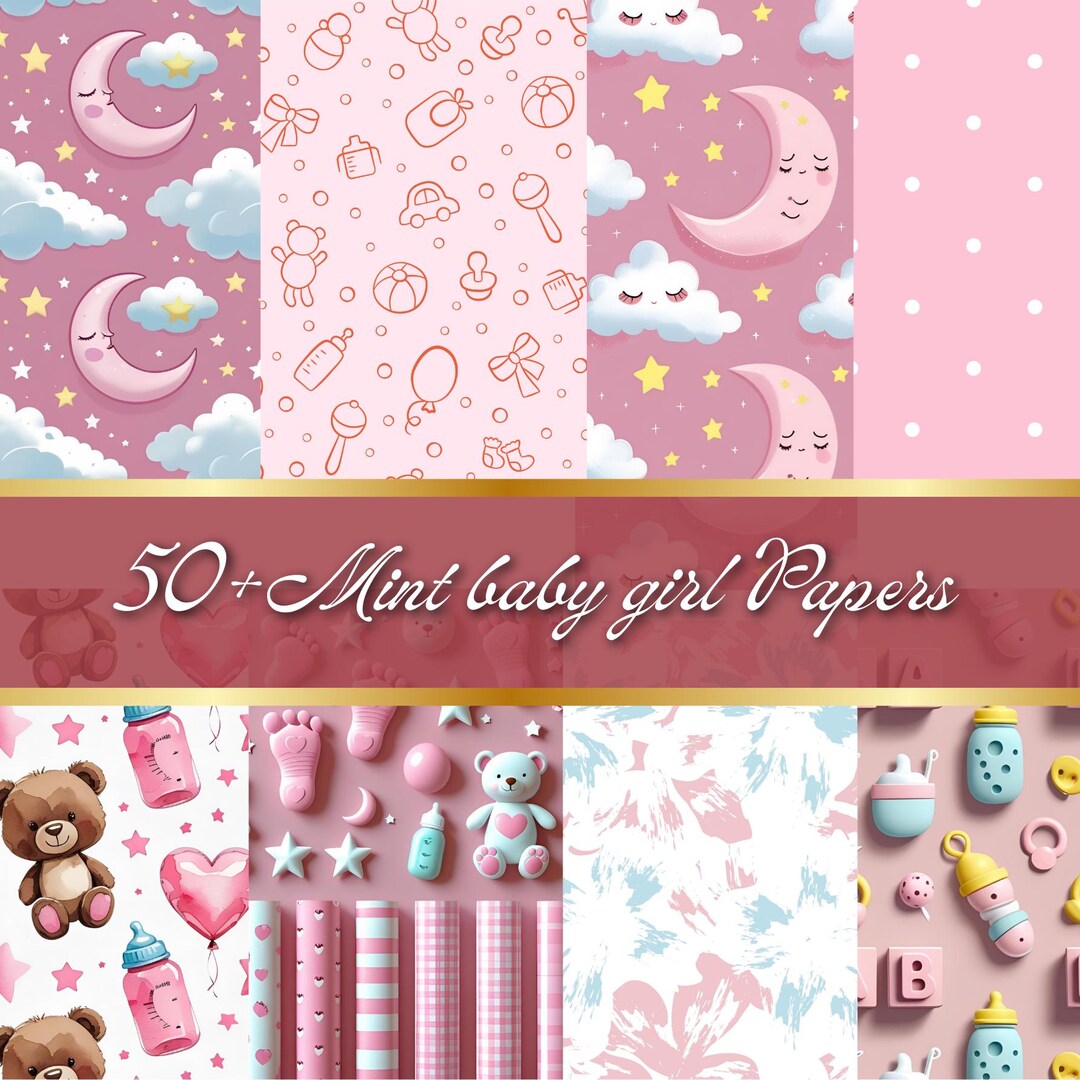Cute Baby Pastel Digital Papers, Pastel Mint Digital Paper, Pink ...