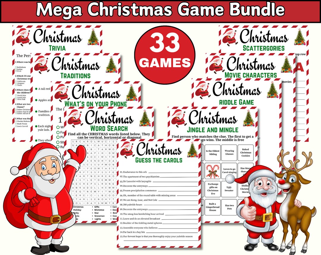 33 Christmas Games Bundle, Christmas Party Games School Christmas Games ...