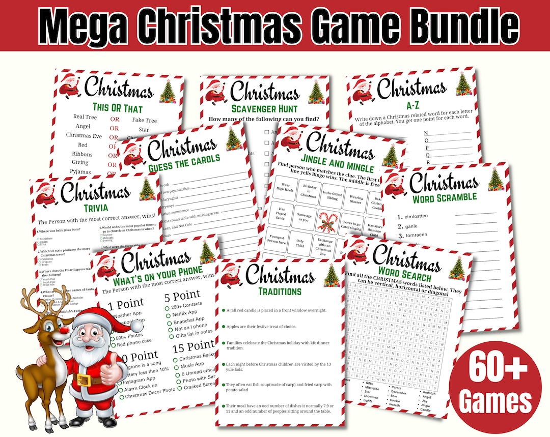 60 Christmas Games Bundle, Christmas Party Games School Christmas Games ...