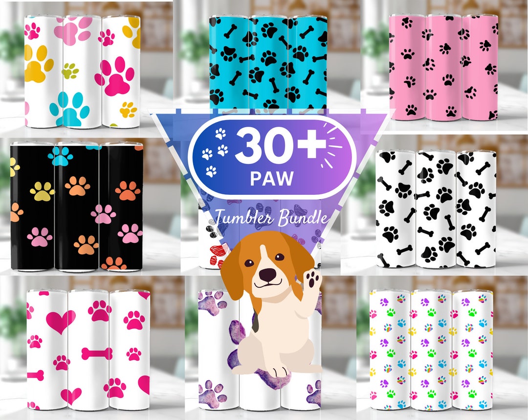 Paw Pattern Dog Tumbler Teel Pink Puff Paw Tumbler Png Dog Mama Png ...