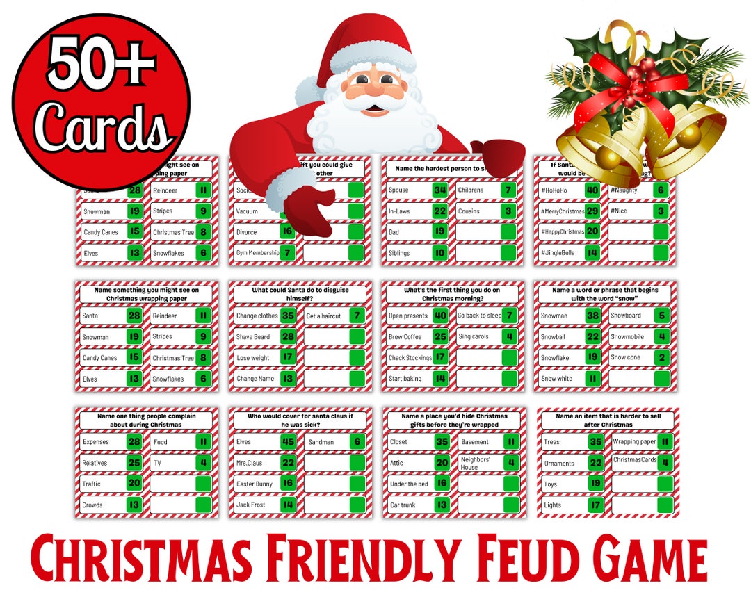 Christmas Friendly Feud Game 50+ Cards, Christmas Party Game, Christmas ...
