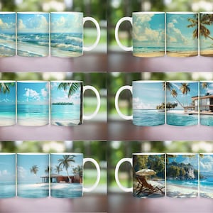 20+ Beach Mug Sublimation Designs, Seashells Beach Ocean Mug Wrap, 11oz ...