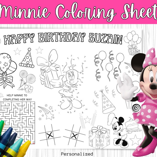 Minnie Mouse Coloring Sheets - Etsy