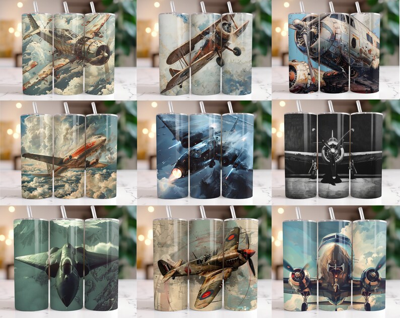 Airplane Tumbler Wrap Pilot 20oz Skinny Tumbler Sublimation Design ...