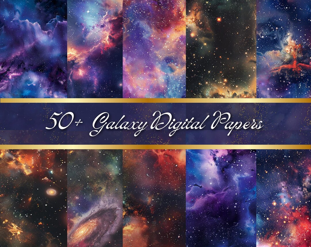 Galaxy Stars Digital Paper, Space Background, Watercolor Galaxy, Cosmic ...
