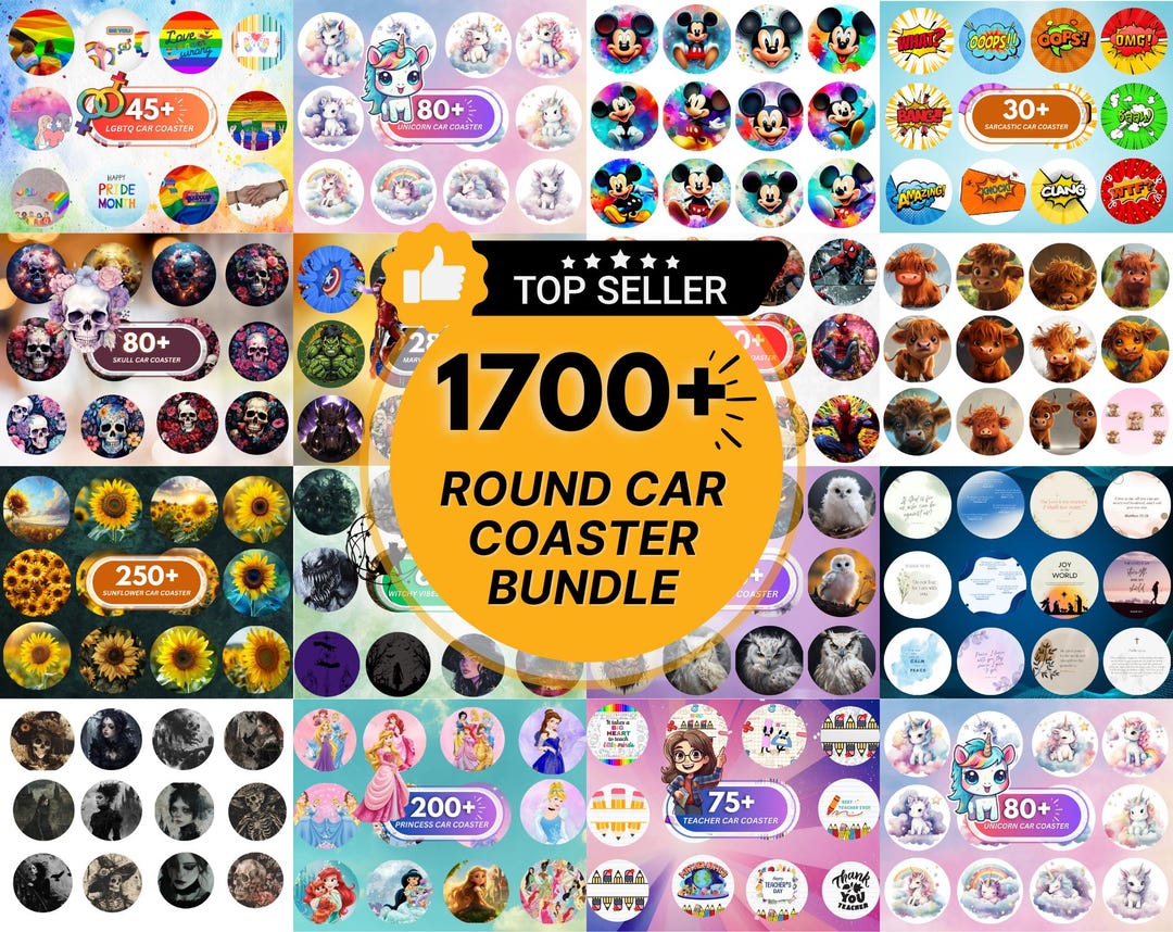 1700+ Car Coaster Sublimation Bundle, Round Car Coaster Sarcastic Car ...