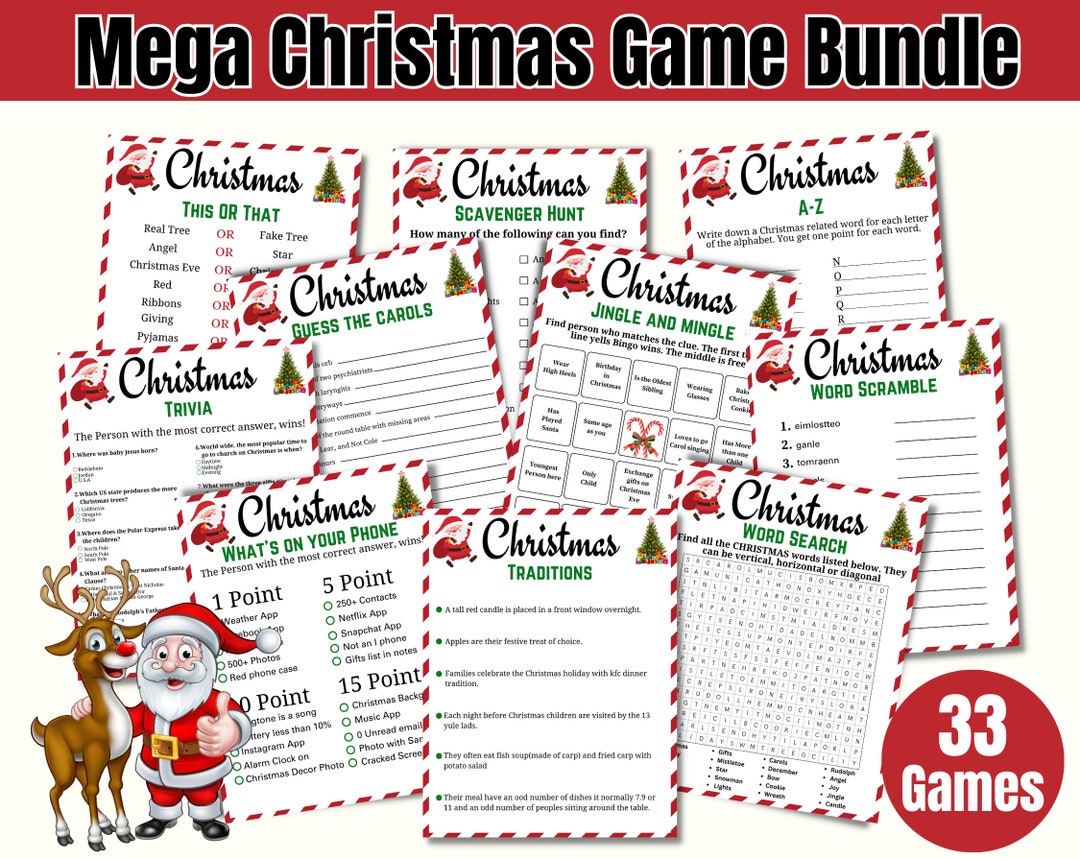 33 Christmas Games Bundle, Christmas Party Games School Christmas Games ...