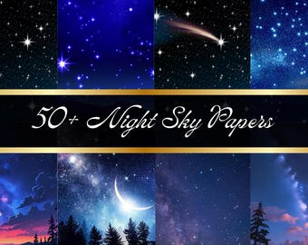 38 Magical Starry Night Digital Papers, Night Sky Texture Background ...