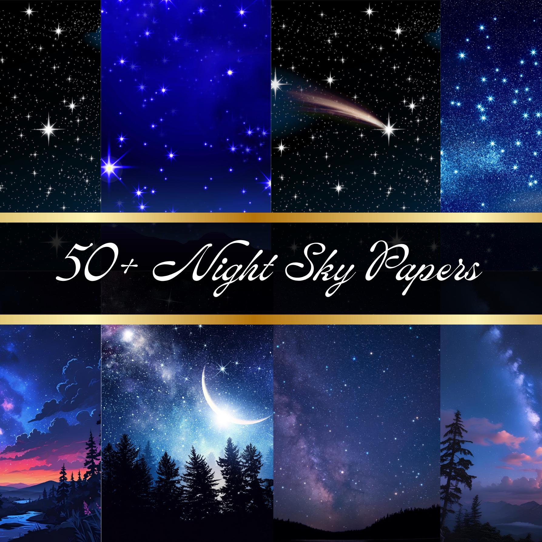 Starry Night Digital Papers, 50+ Galaxy Digital Paper, Night Sky ...