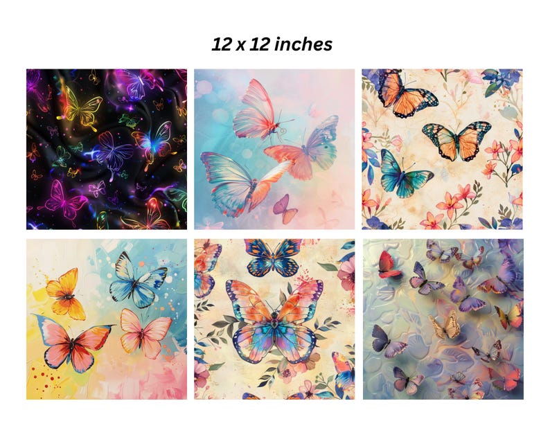 Butterfly Digital Paper Seamless Watercolor Butterflies and Flowers ...