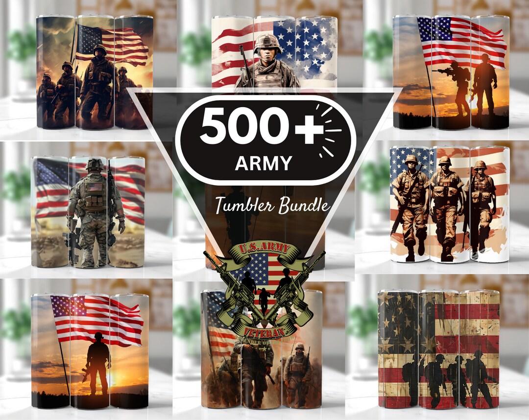 500+ Veteran Military Tumbler 20oz Army Life Tumbler Wrap USA American ...