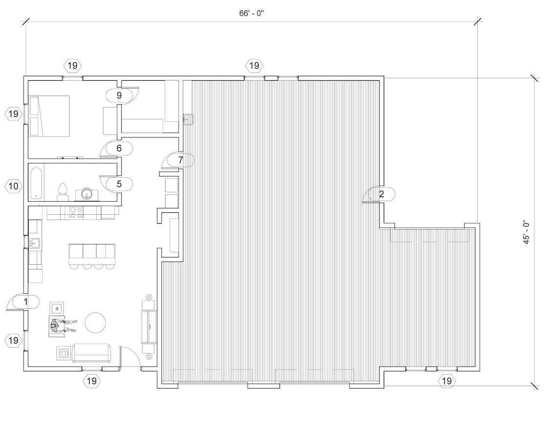 Barndominium House Plan With Double Garage | Modern Rustic Cabin Design ...