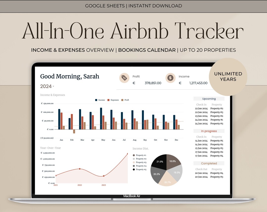 Airbnb Booking Spreadsheet: Property Management & Reservation Template ...