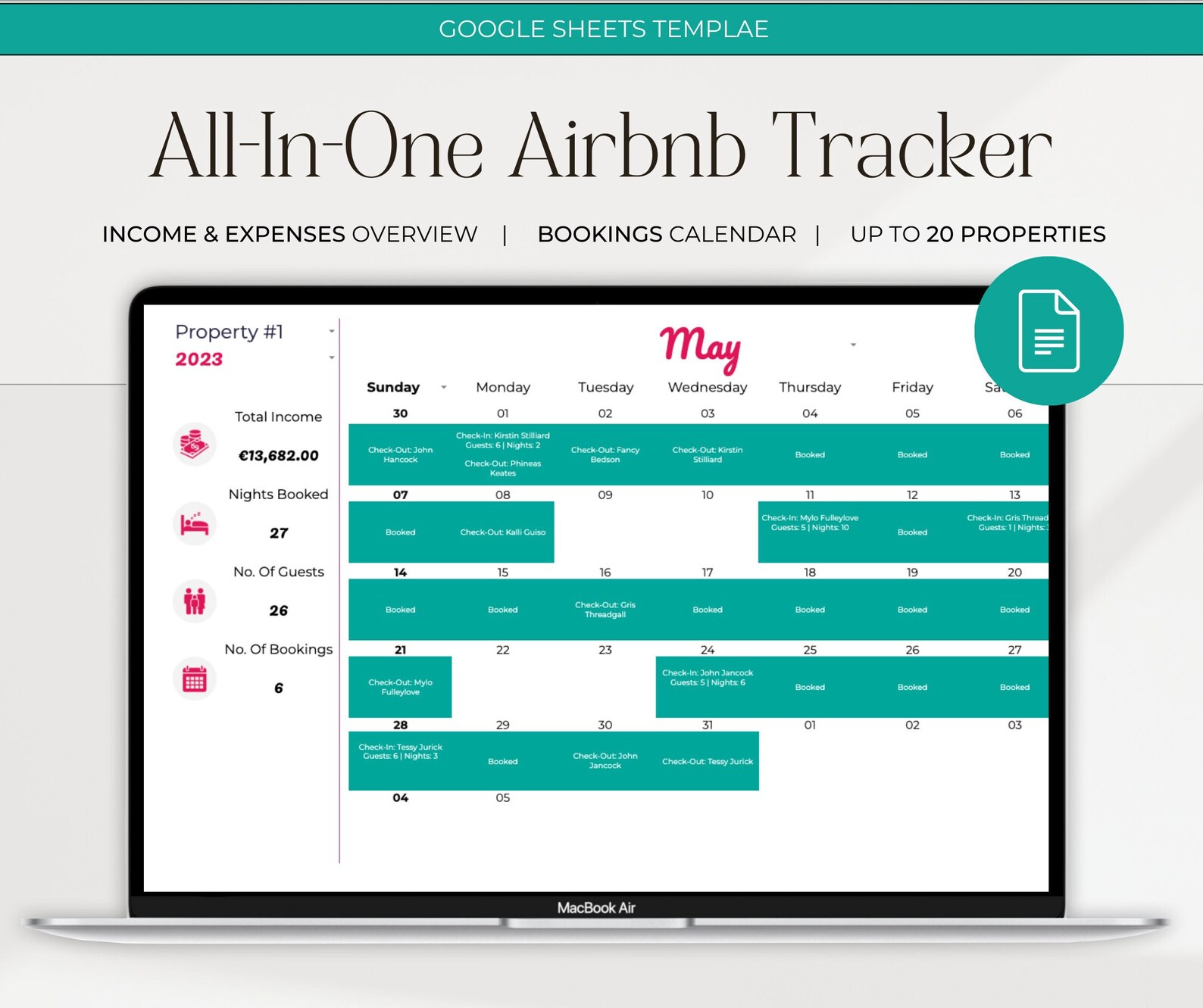 Airbnb Booking Calendar: Property Management & Reservation Template - Etsy